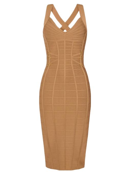 ELISABETTA FRANCHI Elisabetta Franchi Ribbed Knit Midi Dress with Geometric Accents